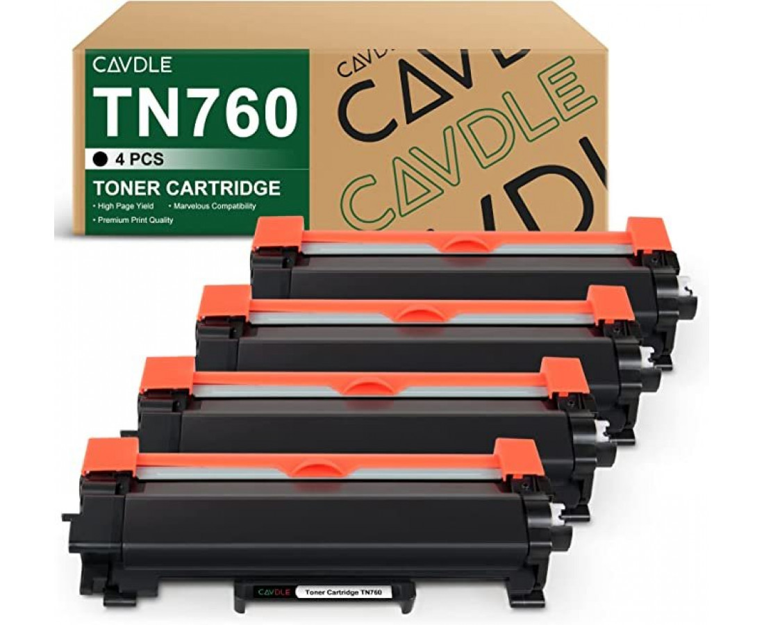 Compatible Brother TN760 Toner Cartridge 4 Packs